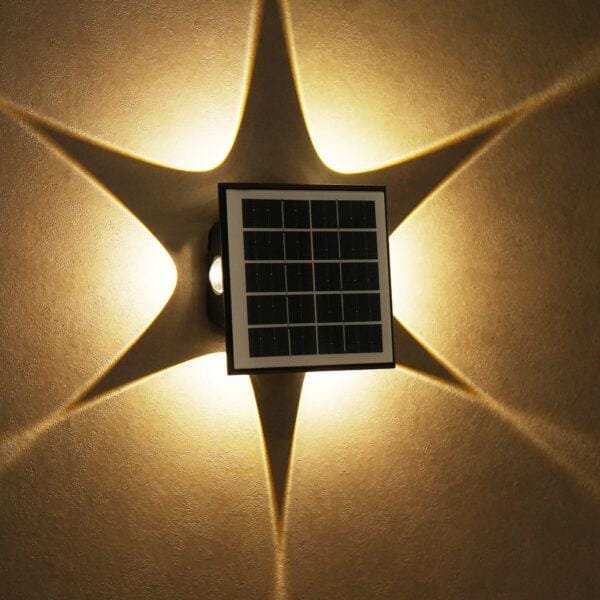 Solar Wall Light – 6 Lens Star Model, Solar Powered LED Garden Wall ...